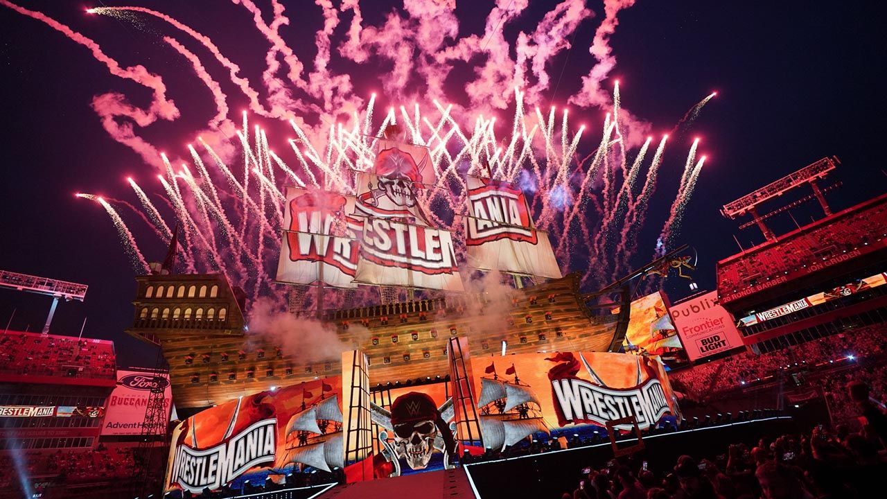 Así fue la fiesta de fuegos artificiales en Wrestlemania 37
